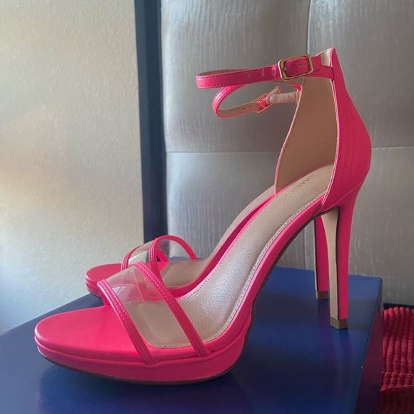 Limelight | Shoes | Limelight Angie Neon Pink Stiletto Clear Strap Heel ...